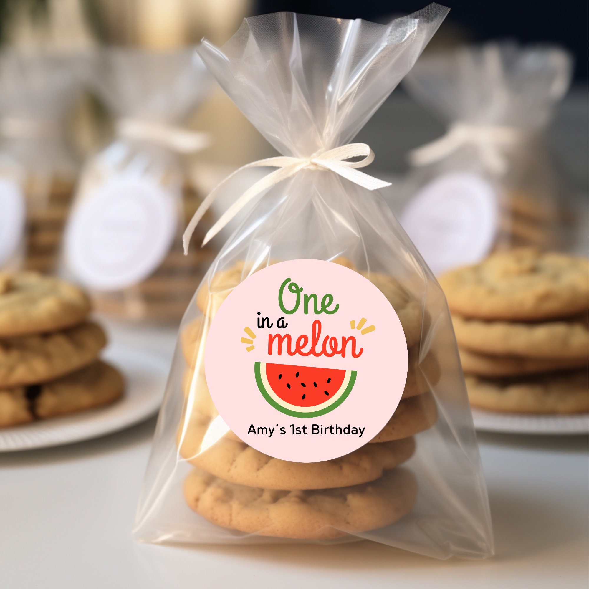Personalized One in A Melon Birthday Stickers, Custom Party Favor Goody ...