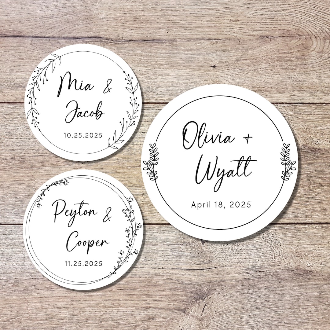 Personalized Floral Wedding Stickers, Custom Wedding Labels, Happy ...