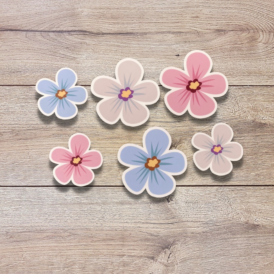 Flower Vinyl Sticker | Set of 3 or 6, Vinyl Flower Sticker Pack, Laptop ...