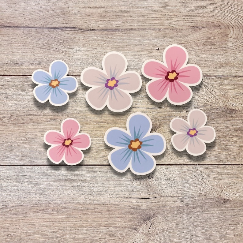Flower Vinyl Sticker Set of 3 or 6 Vinyl Flower Sticker - Etsy