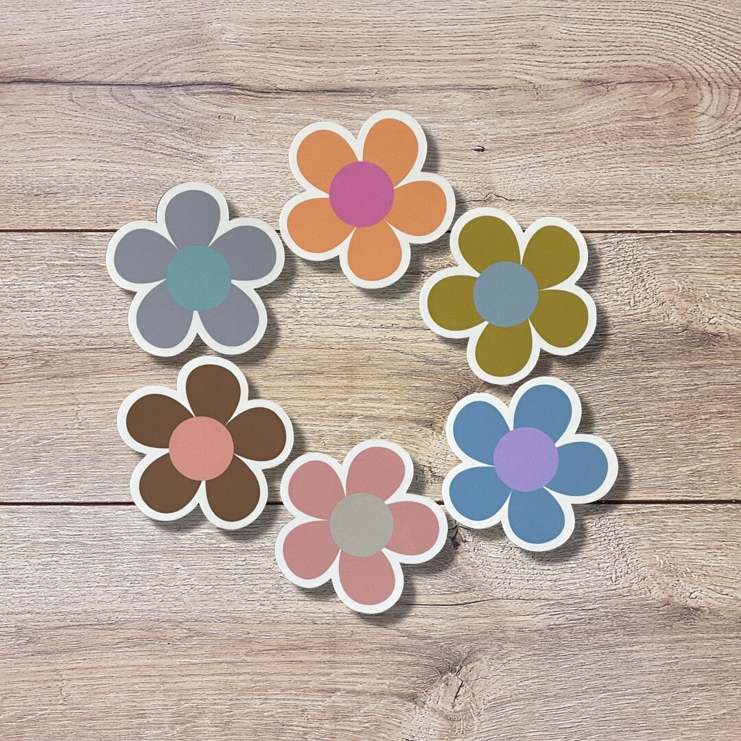 Colorful Daisy Sticker | Set of 6 | Flower Sticker Pack | 2" Glossy ...
