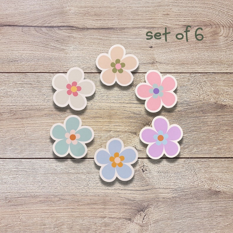 Pastel Flowers Vinyl Sticker Set of 6 Flower Pack 1 - Etsy