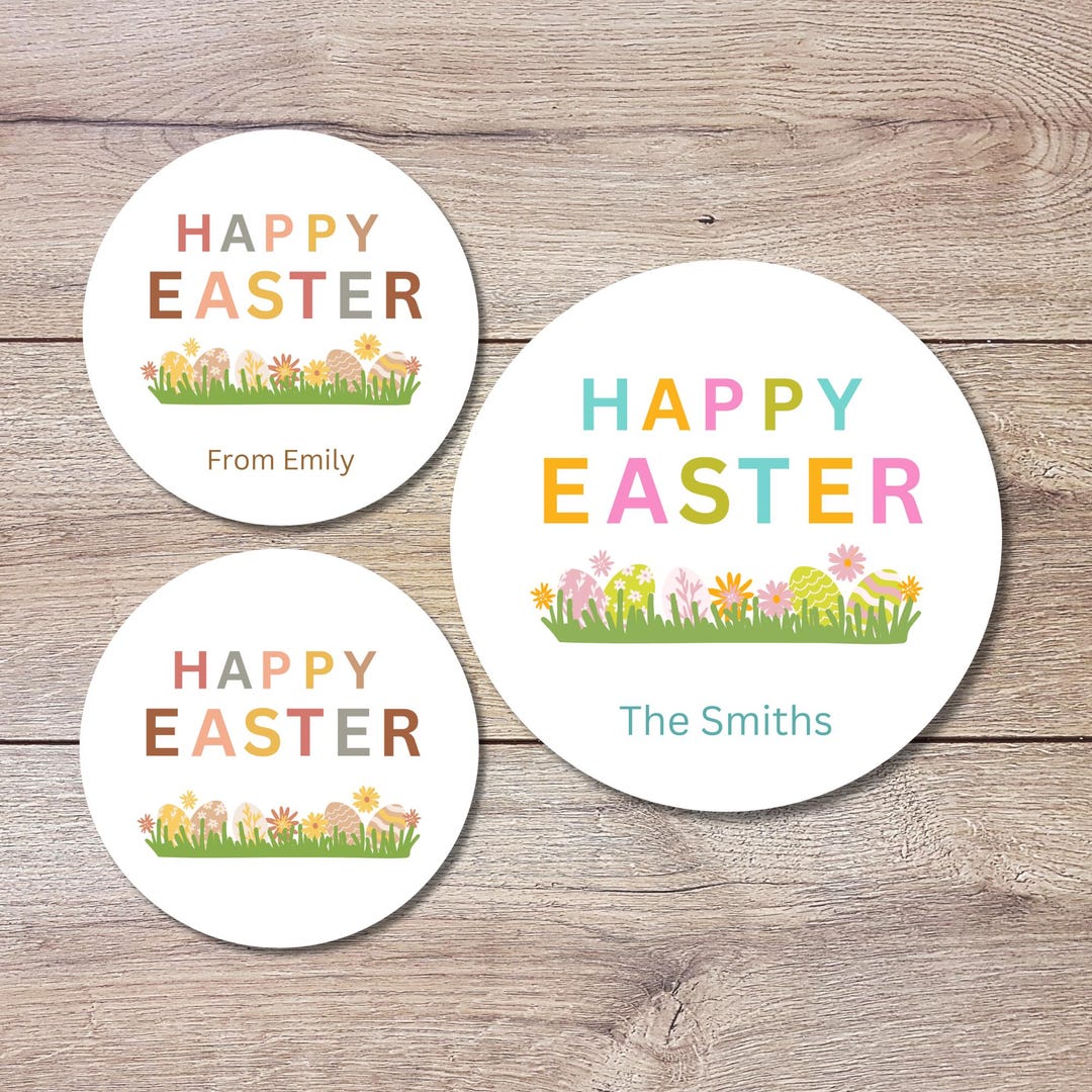 Personalized Happy Easter Stickers, Custom Easter Labels, Easter Gift ...