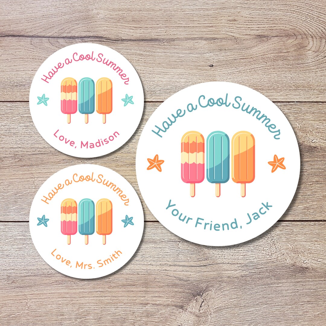Personalized School Party Stickers, Have a Cool Summer Label, End of ...