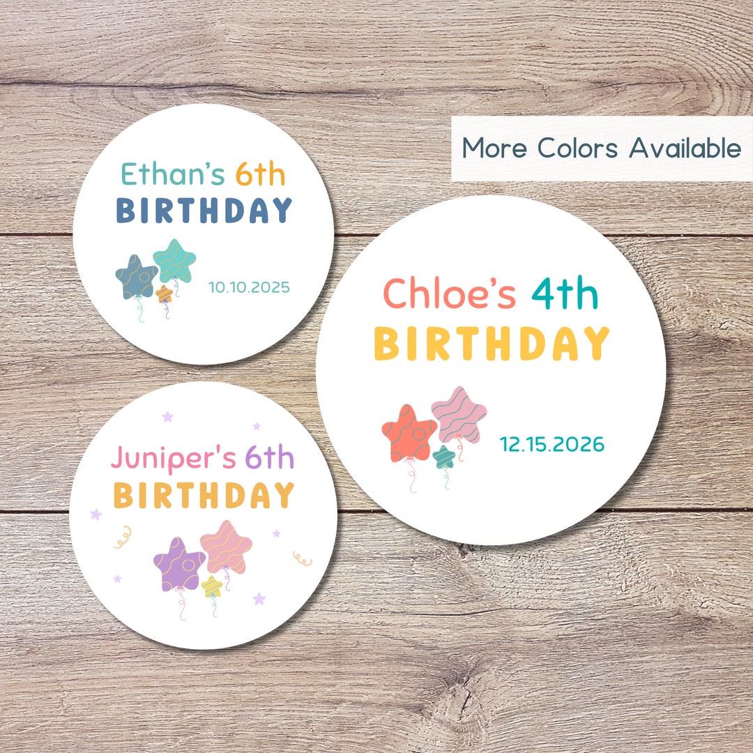 Personalized Happy Birthday Stickers, Custom Party Favor Goody Bag ...