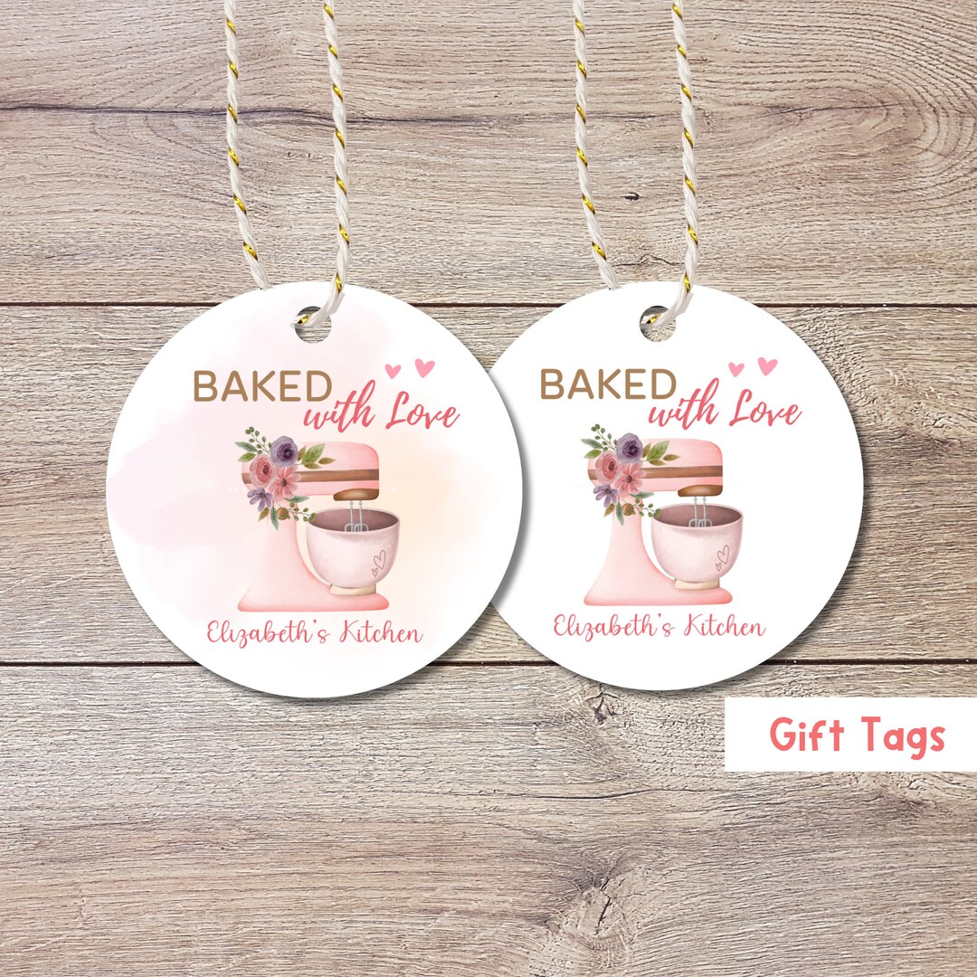 Personalized Baked With Love Gift Tags, Matte Finish, Customized Baked ...