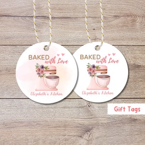 Personalized Baked With Love Gift Tags, Matte Finish, Customized Baked ...