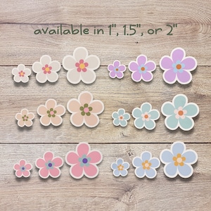Pastel Flowers Vinyl Sticker Set of 6, Flower Pack, 1" 1.5"or 2 ...