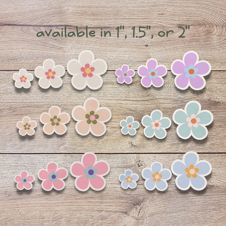 Pastel Flowers Vinyl Sticker Set of 6 Flower Pack 1 - Etsy