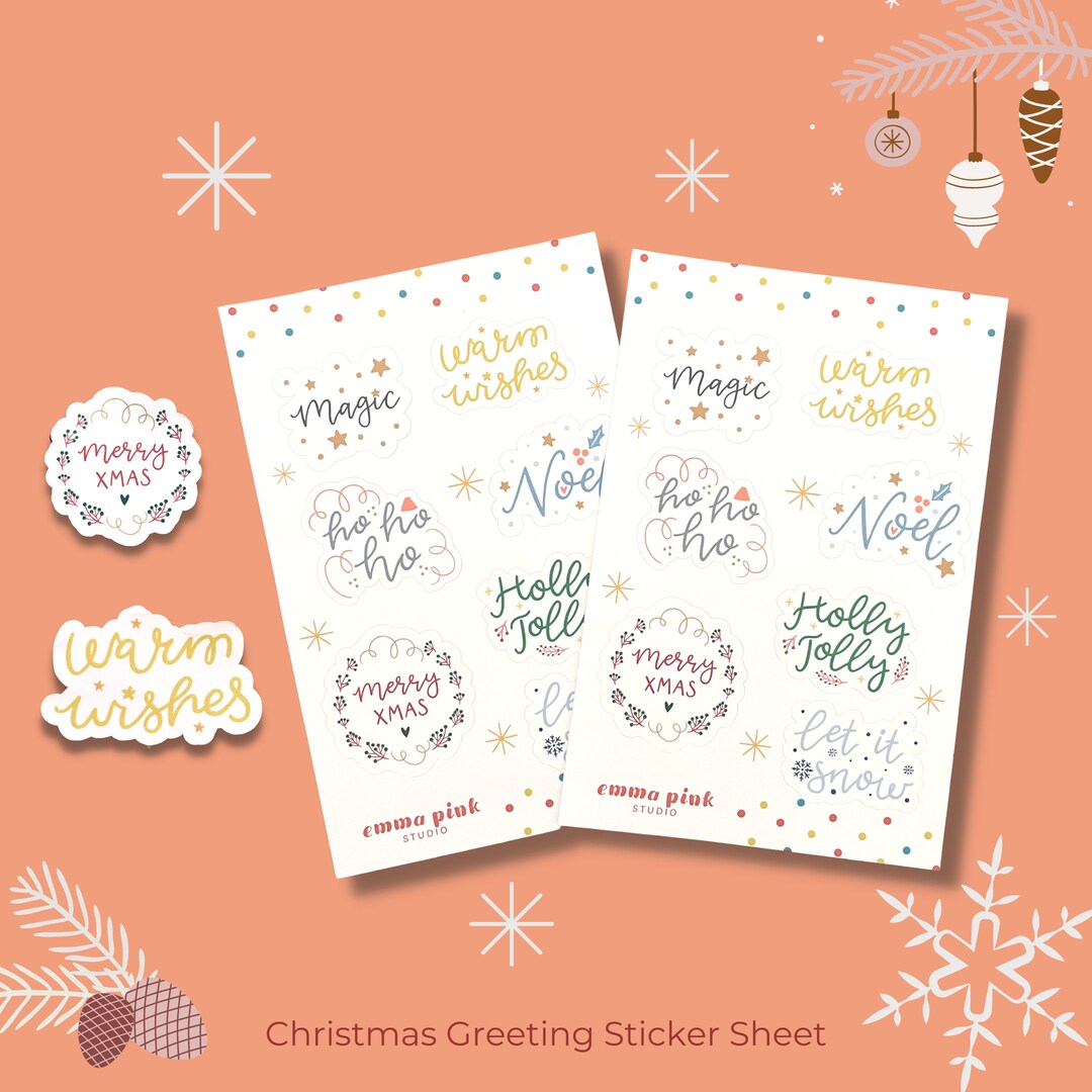 Holiday Greetings Sticker Sheet Matte or Glossy Finish Bujo Stickers ...