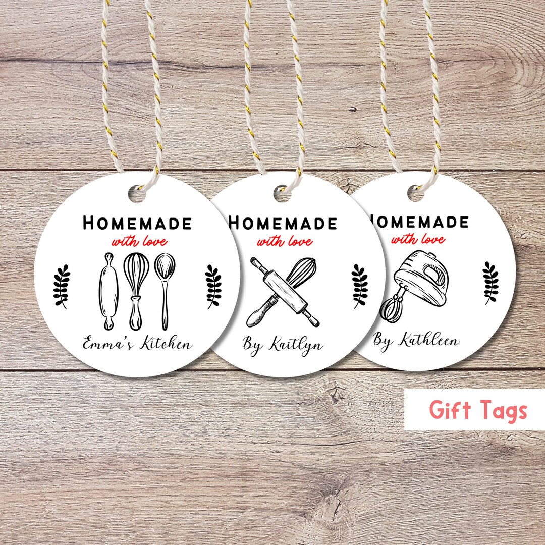 Personalized Homemade With Love Gift Tags, Matte Finish, Customized ...