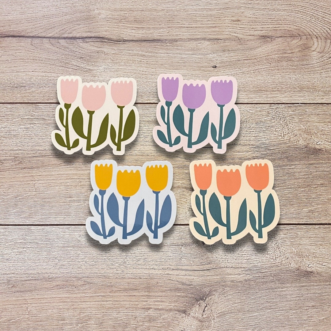 Tulip Vinyl Sticker | Glossy Finish | Flower Sticker | Cute Flower ...