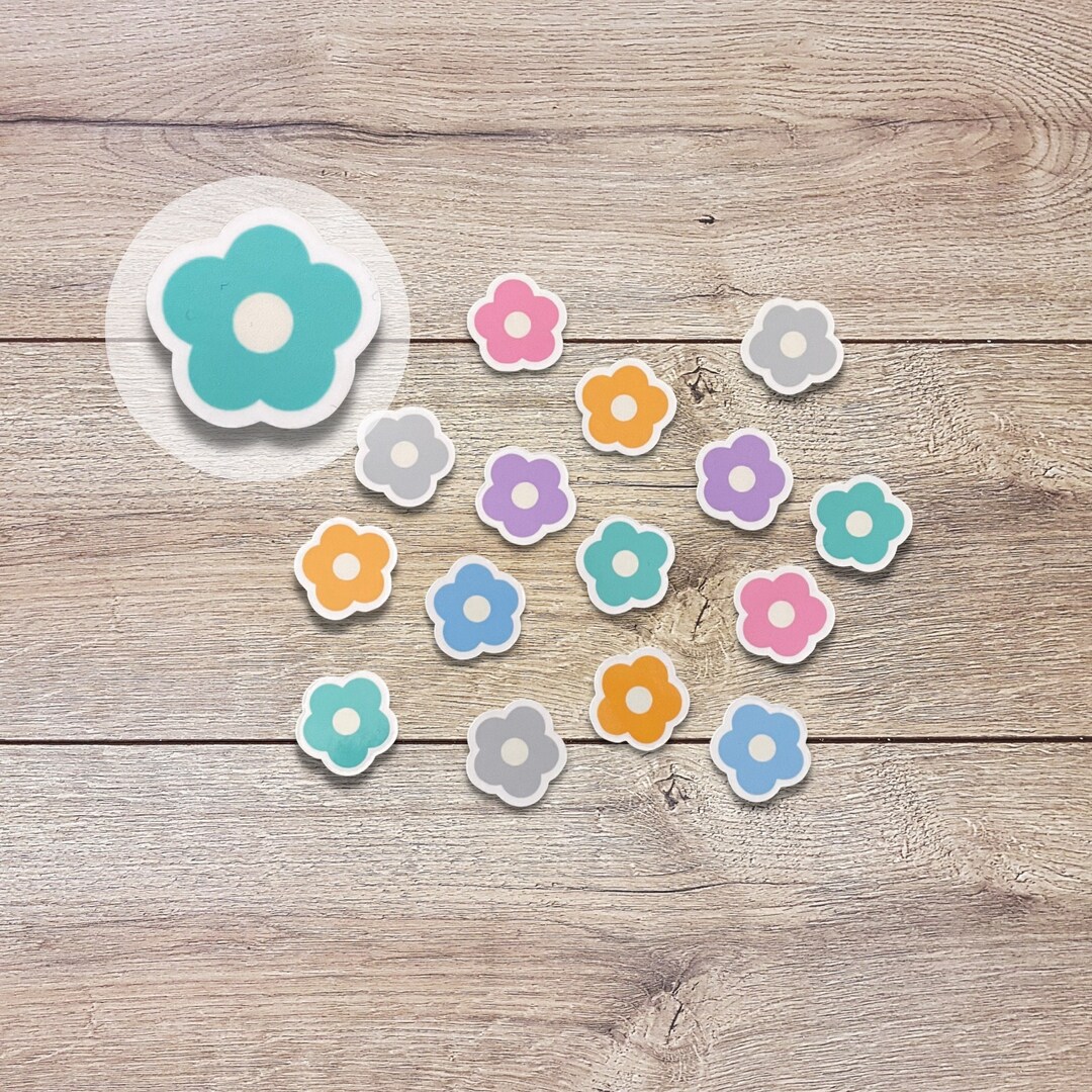 Mini Pastel Flower Stickers, Set of 12, Vinyl Flower Sticker Pack ...