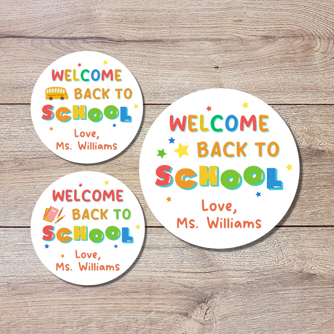 Personalized Back to School Stickers, Welcome Back to School Label ...
