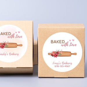Personalized Baked With Love Stickers, Customized Baked Goods Label ...