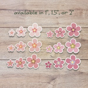 Pink Flowers Vinyl Sticker Set of 6, Flower Pack, 1" 1.5"or 2", Laptop ...