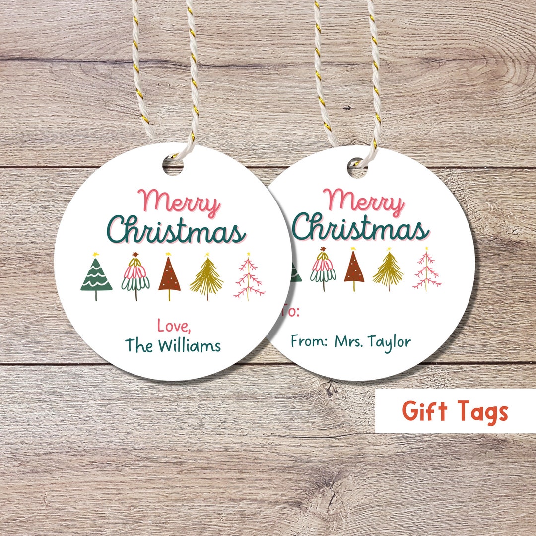 Personalized Christmas Trees Gift Tags, Custom Holiday Gift Tags, Matte ...