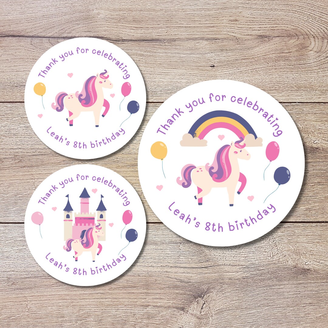 Personalized Unicorn Birthday Sticker, Magical Unicorn Birthday Goody ...