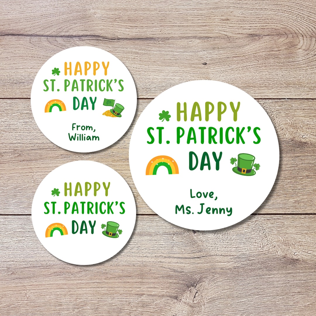 St. Patrick's Day Stickers, Personalized St Patrick's Party Favor Label ...