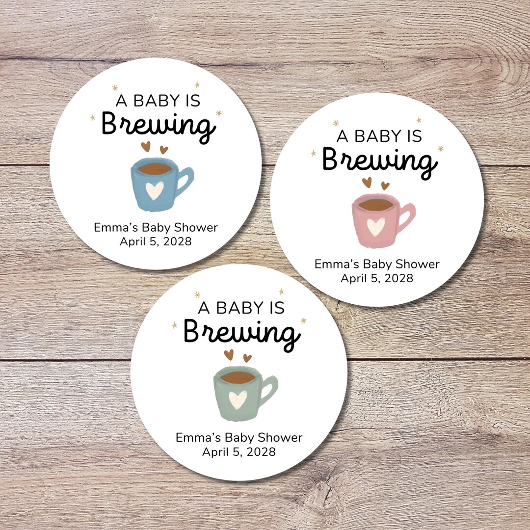 A Baby is Brewing Baby Shower Stickers, Custom Thank You for Showering ...