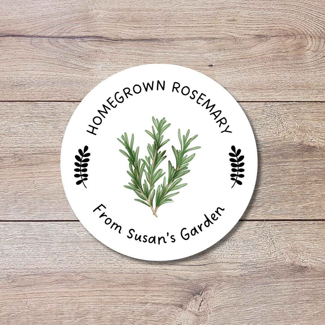 Personalized Homegrown Rosemary Stickers, Custom Organic Veggie Garden ...