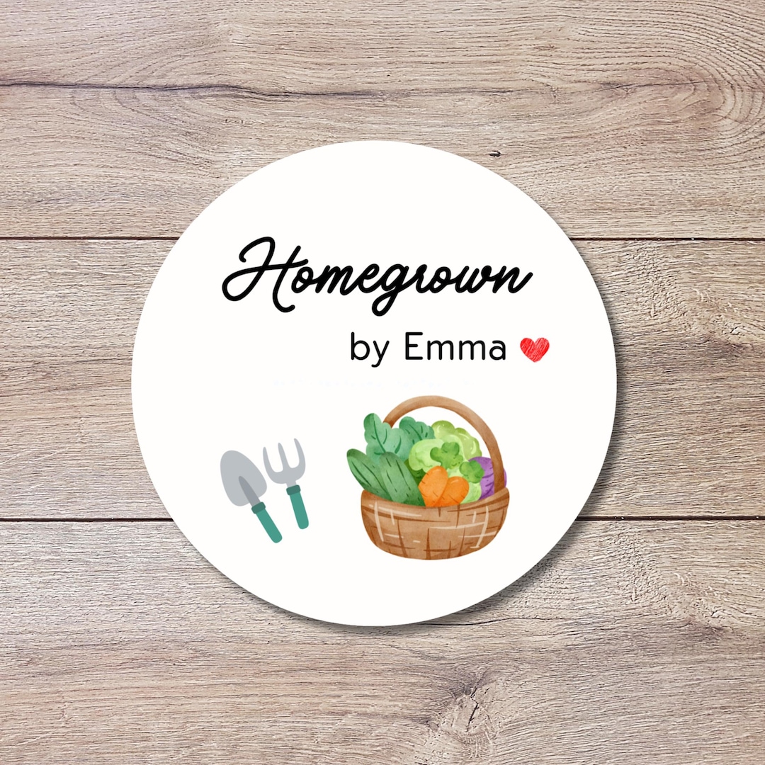 Homegrown Vegetable Personalized Stickers, Customized Labels for ...