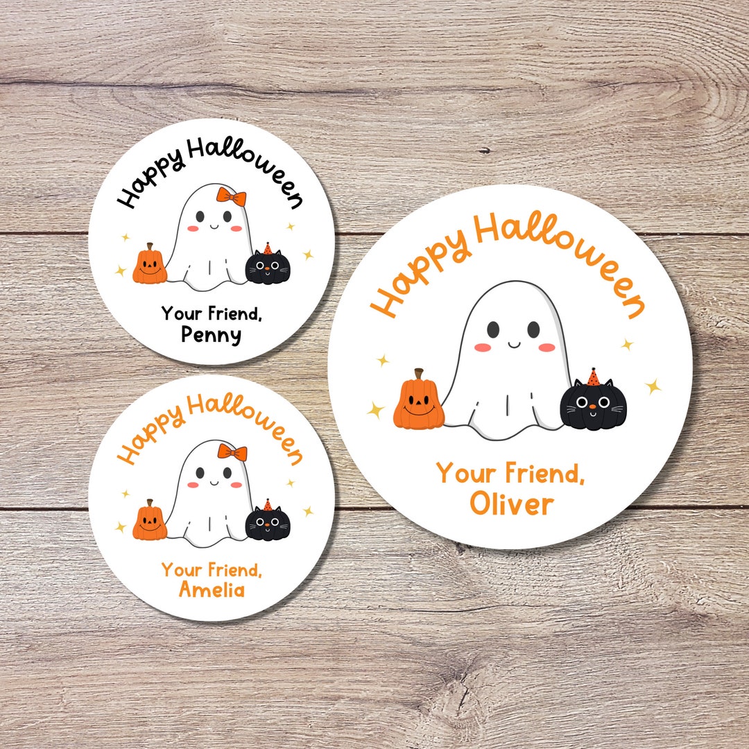 Personalized Halloween Stickers, Custom Halloween Goody Bag Label, Kids ...