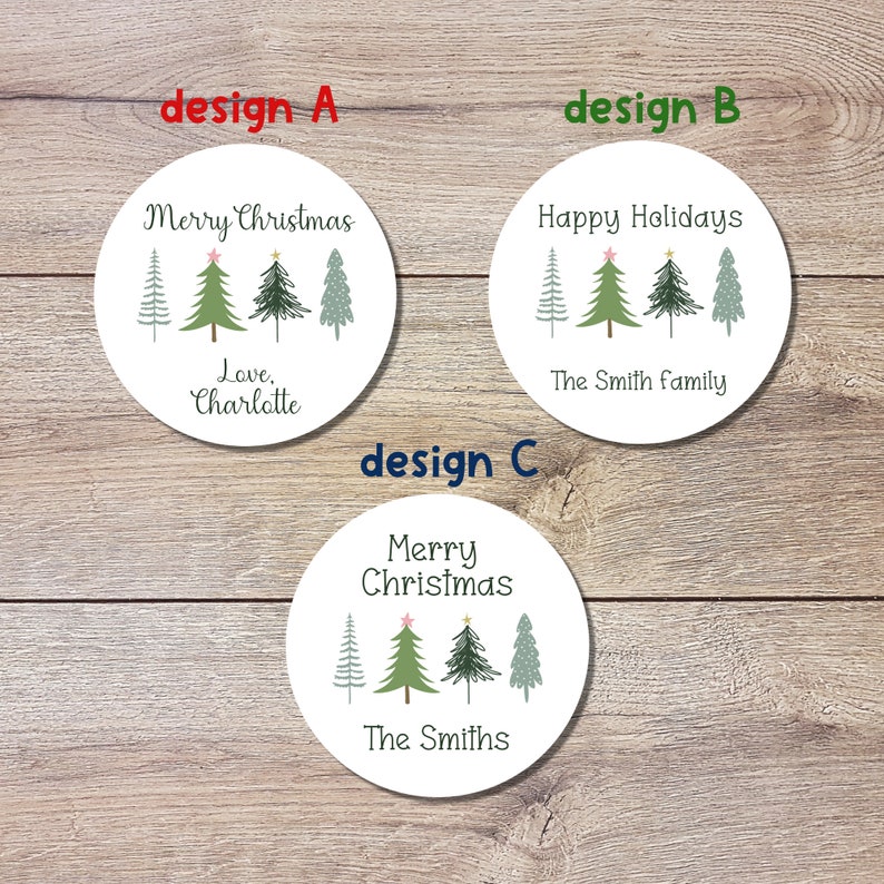 Merry Christmas Stickers, Personalized Happy Holiday Label, Custom Easy ...