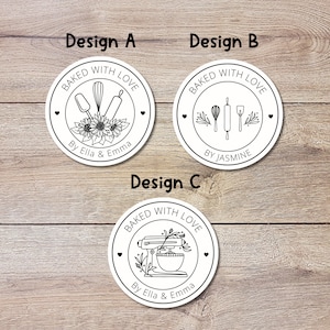 Personalized Baked With Love Stickers, Customized Baked Goods Label ...