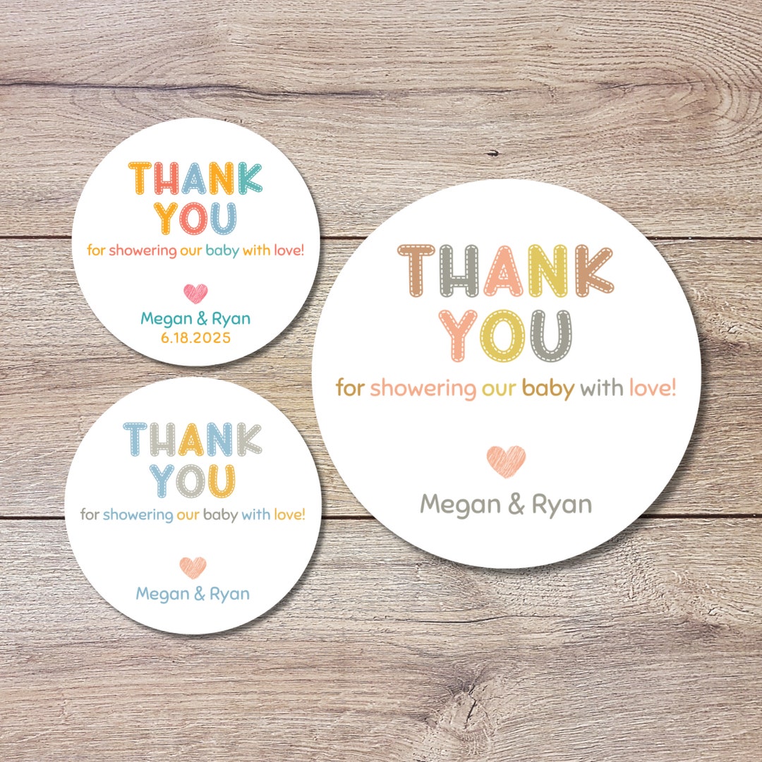 Personalized Baby Shower Stickers, Custom Thank You for Showering Our ...
