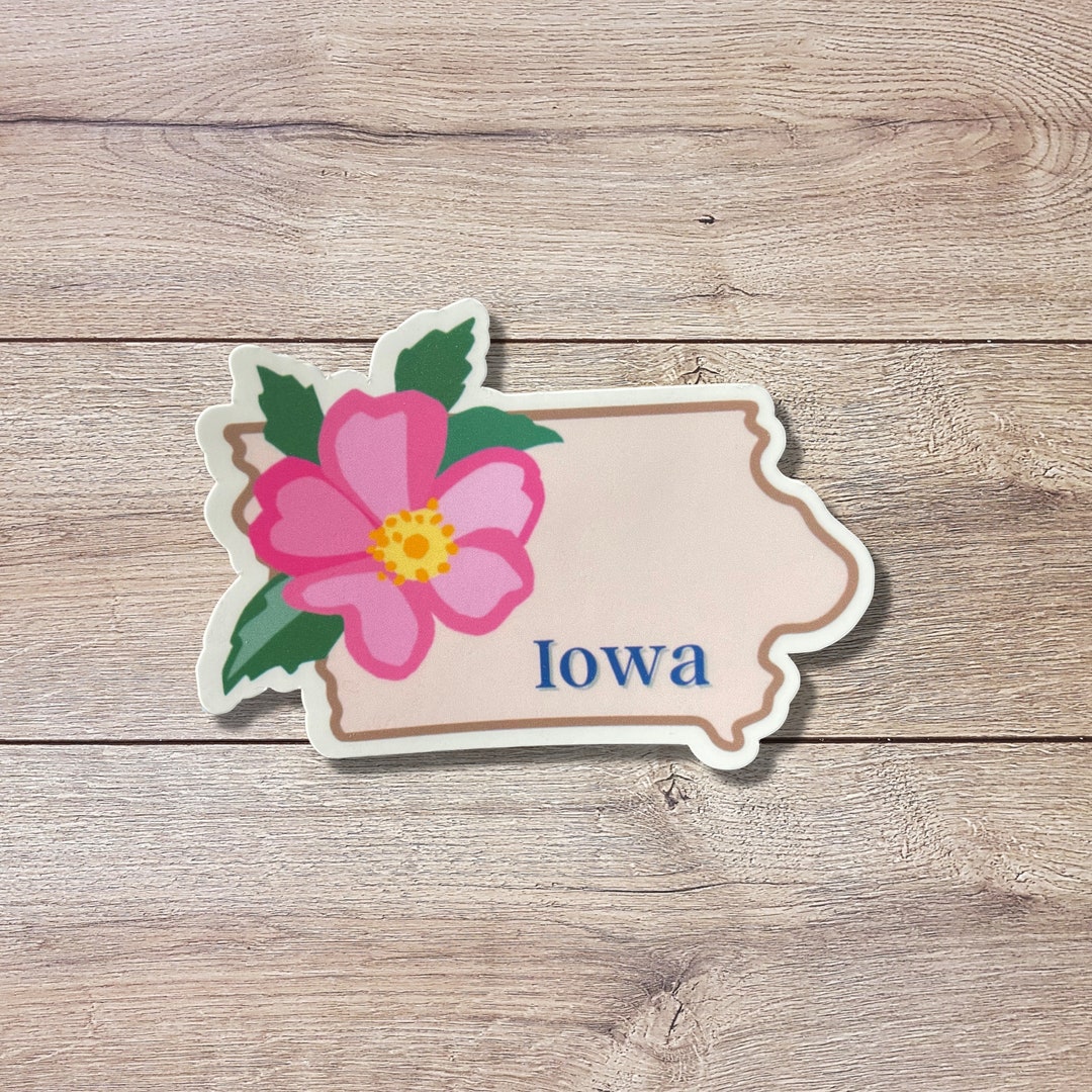 Iowa State Flower Vinyl Sticker | Prairie Rose | Glossy or Matte Finish ...
