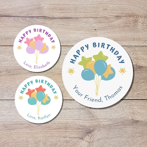 Personalized Happy Birthday Stickers, Goody Bag Stickers, Custom ...
