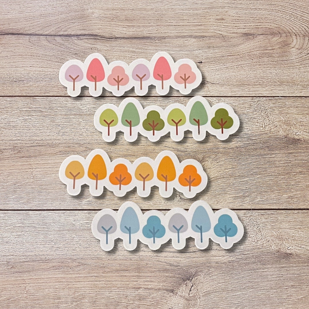Seasons Stickers | Set of 4 Vinyl Stickers | Glossy Finish | Tree ...