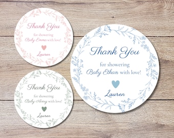 Fall Baby Shower Favors Labels Stickers Baby Girl Thank You Stickers ...