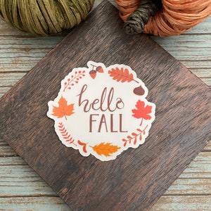 Hello Fall Vinyl Sticker | Glossy Finish | Fall Sticker | Autumn ...