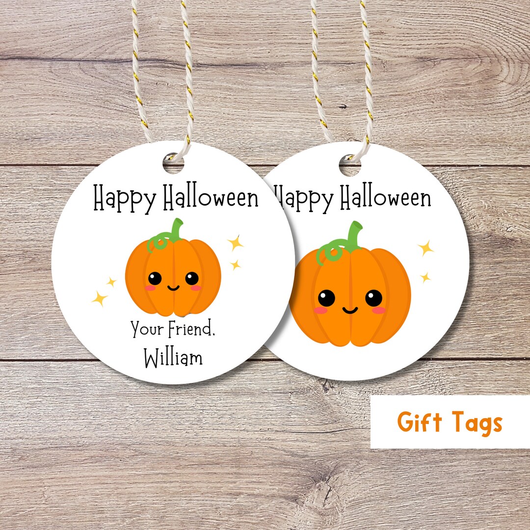 Personalized Halloween Gift Tags, Matte Finish, Halloween Goody Bag ...