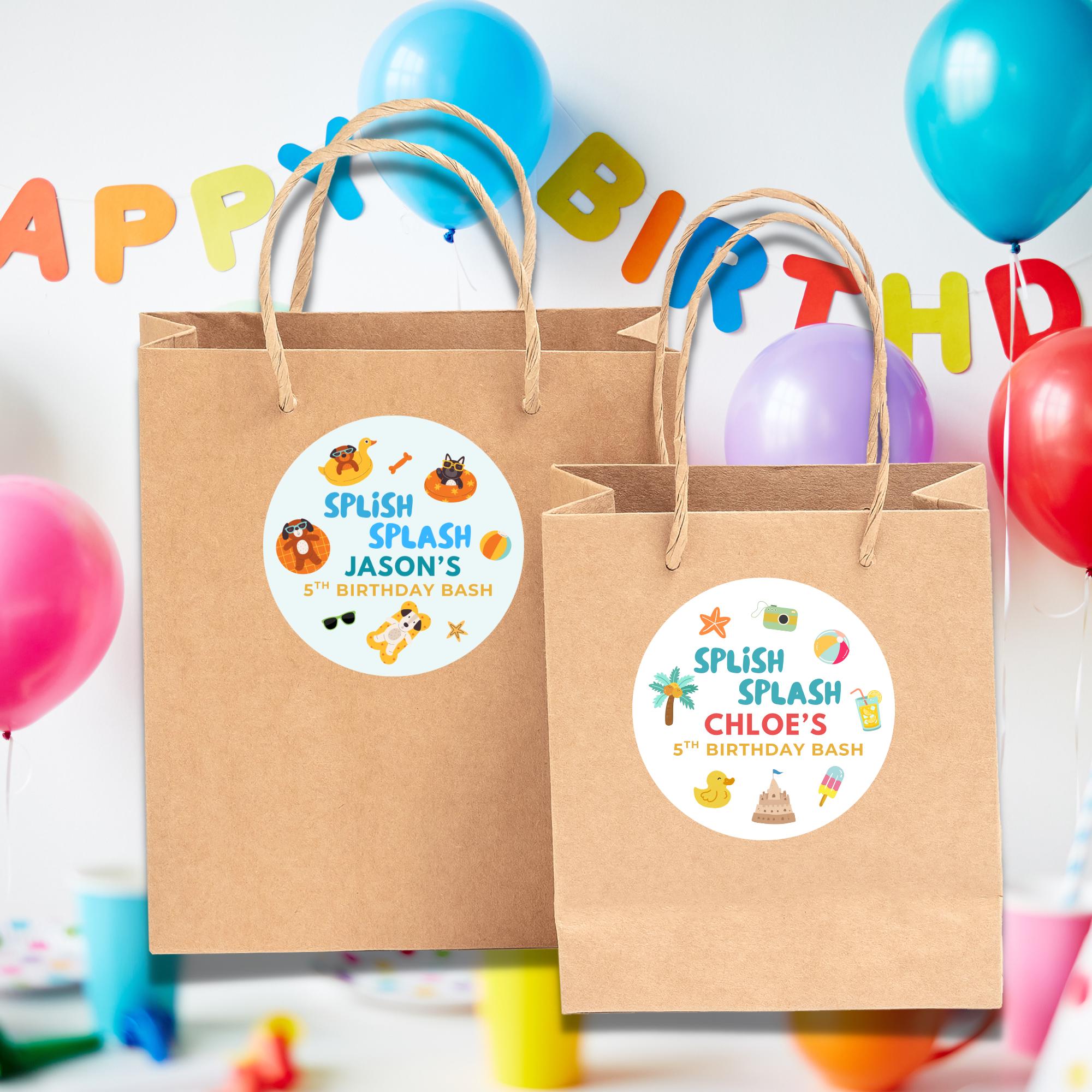 Personalized Splish Splash Birthday Stickers, Custom Beach Pool ...