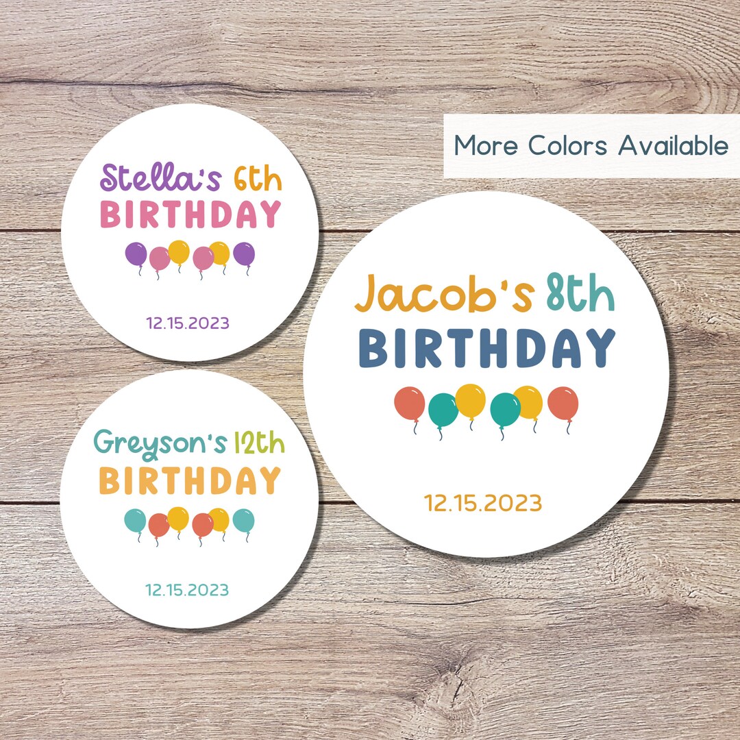 Personalized Happy Birthday Stickers, Goody Bag Stickers, Custom ...
