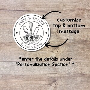Personalized Baked With Love Stickers, Customized Baked Goods Label ...
