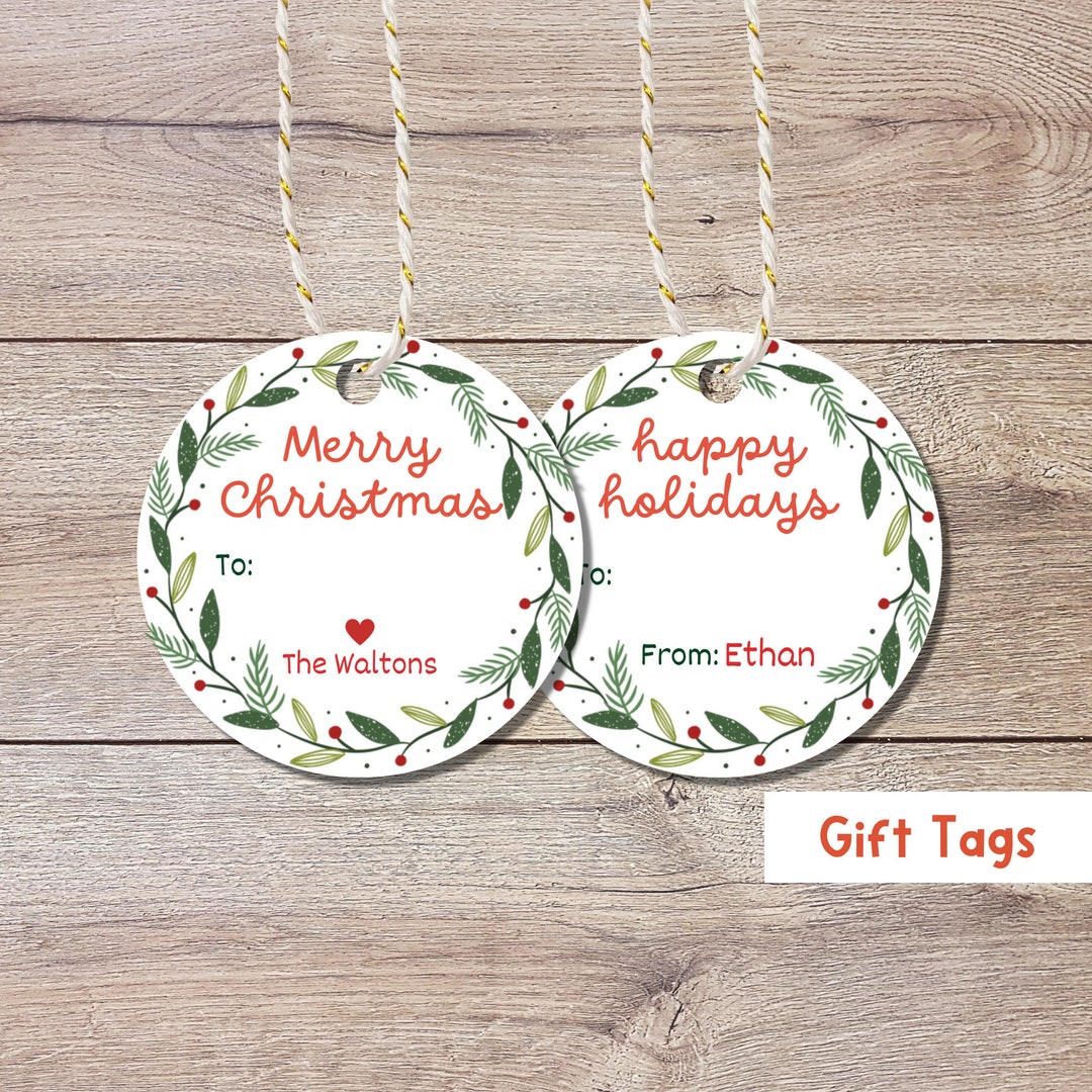 Personalized Christmas Tags, Custom Holiday Gift Tags, Matte Finish ...