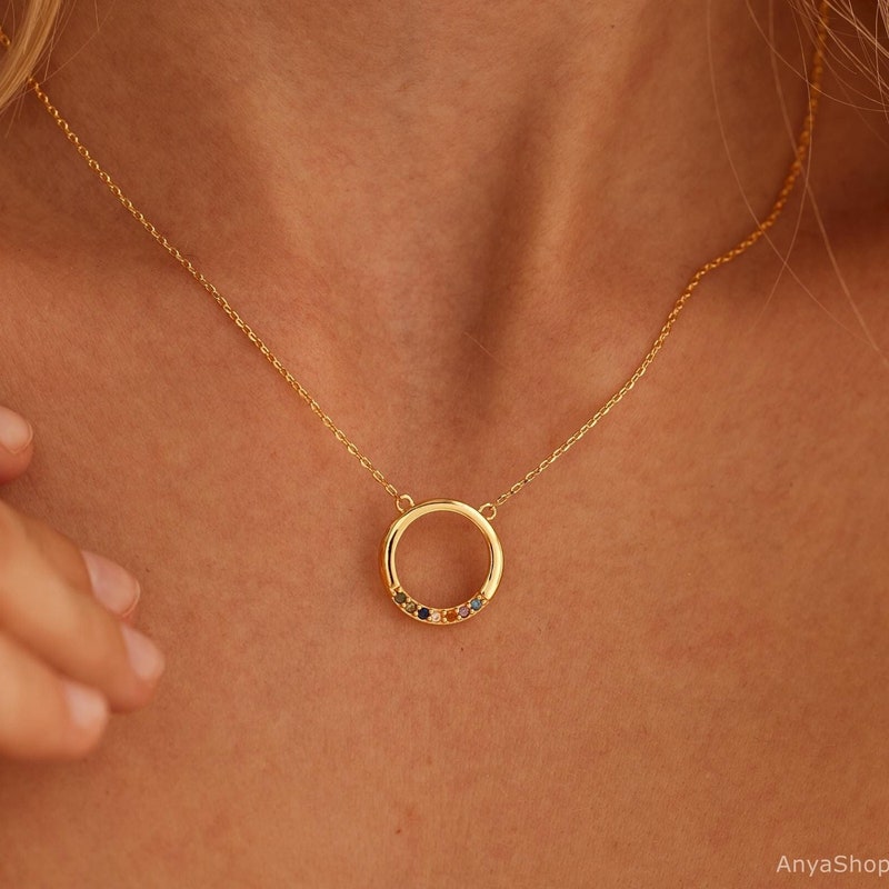 Open Circle Birthstone Ring - Etsy