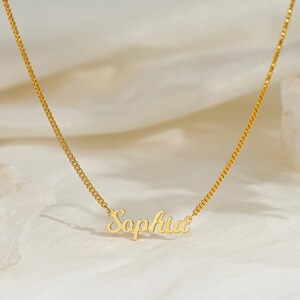 Custom 18K Gold Plated Name Necklace With Curb Chain, Silver, Rose Gold ...