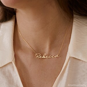 Dainty Minimalist Name Necklace, 18K Gold Plated Name Necklace ...