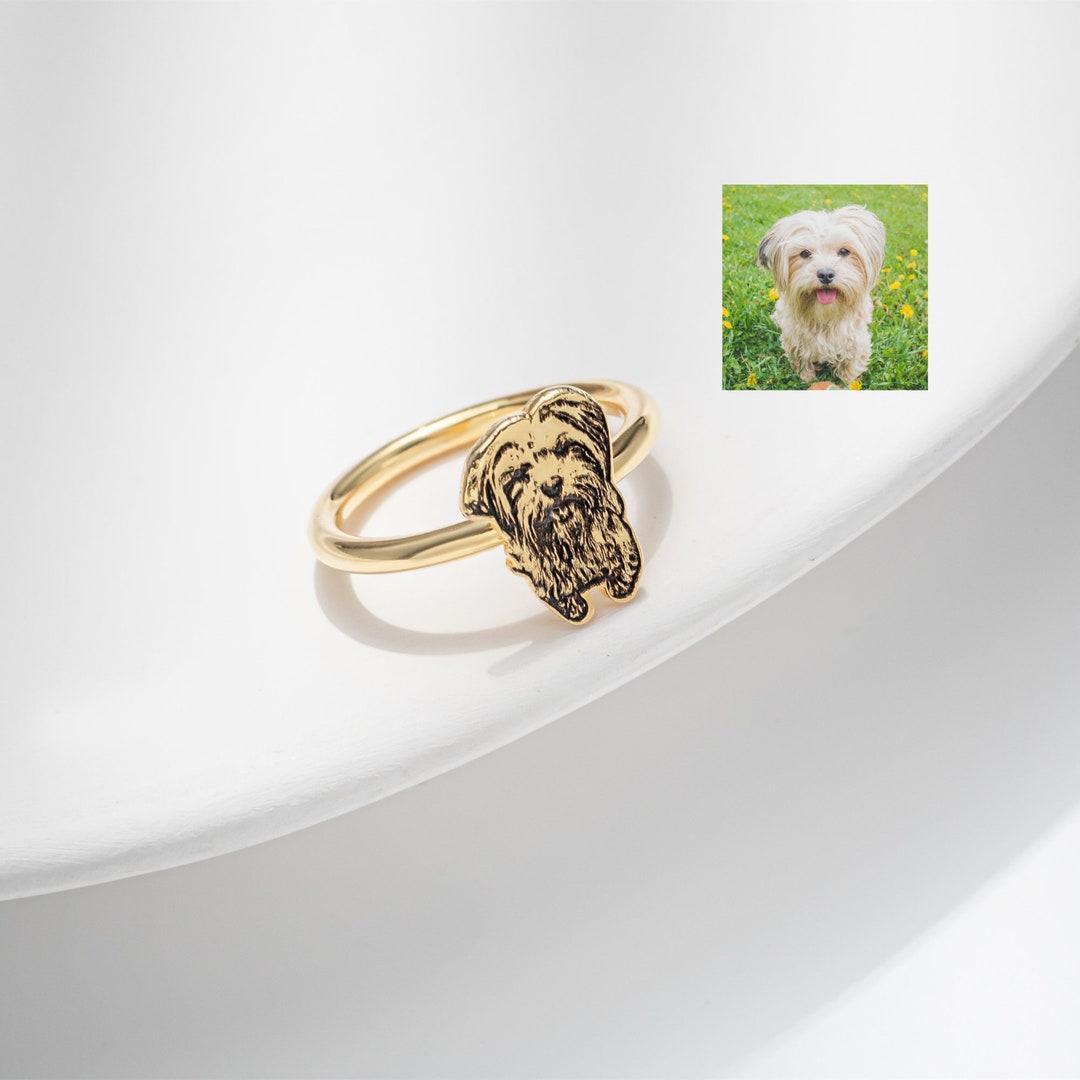 Custom Pet Photo Ring, Personalized Pet Portrait Ring , Your Pet Rings ...