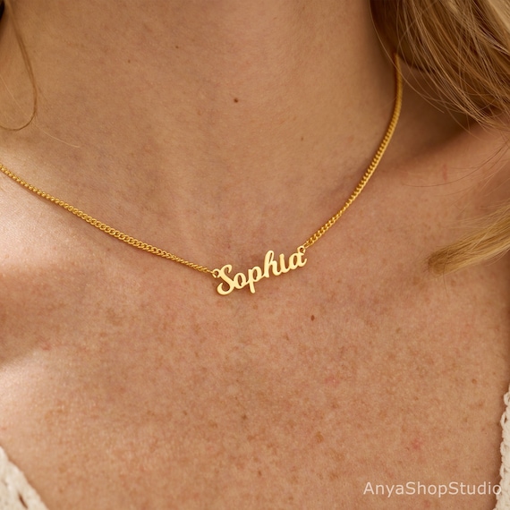 Custom 18K Gold Plated Name Necklace With Curb Chain Silver Rose Gold Name Necklace Personalized Jewelry Bridesmaid Gift for Her Etsy Canada