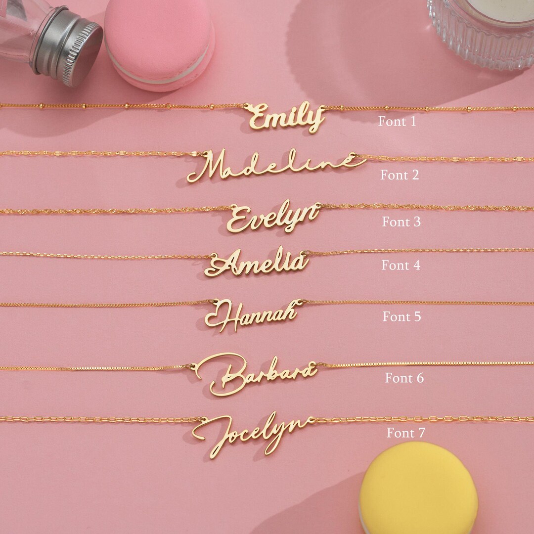 Personalized Name Necklace, Custom Gold Plated Name Jewelry, Minimalist ...