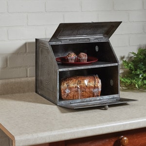 Vintage Metal Bread Box Star Black Star Galvanized - Etsy
