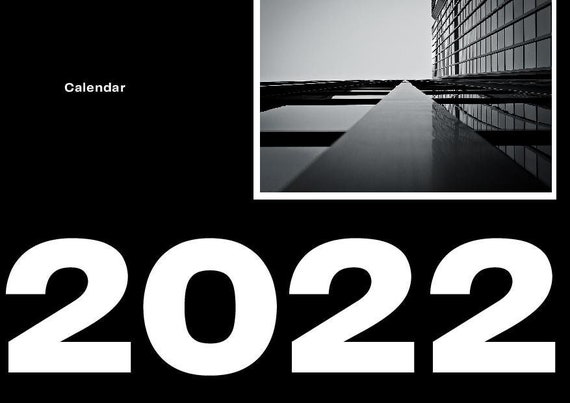 Printable Calendar 2022 Digital Calendar Black and White | Etsy