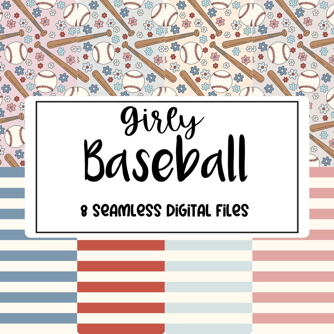 Baseball Seamless File, Girly Baseball Seamless Design, Baseball ...