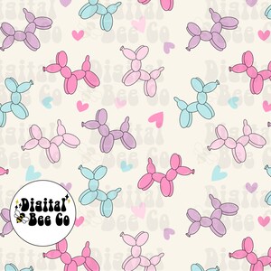 Girly Balloon Dog Seamless Design, Valentines Day Seamless File ...
